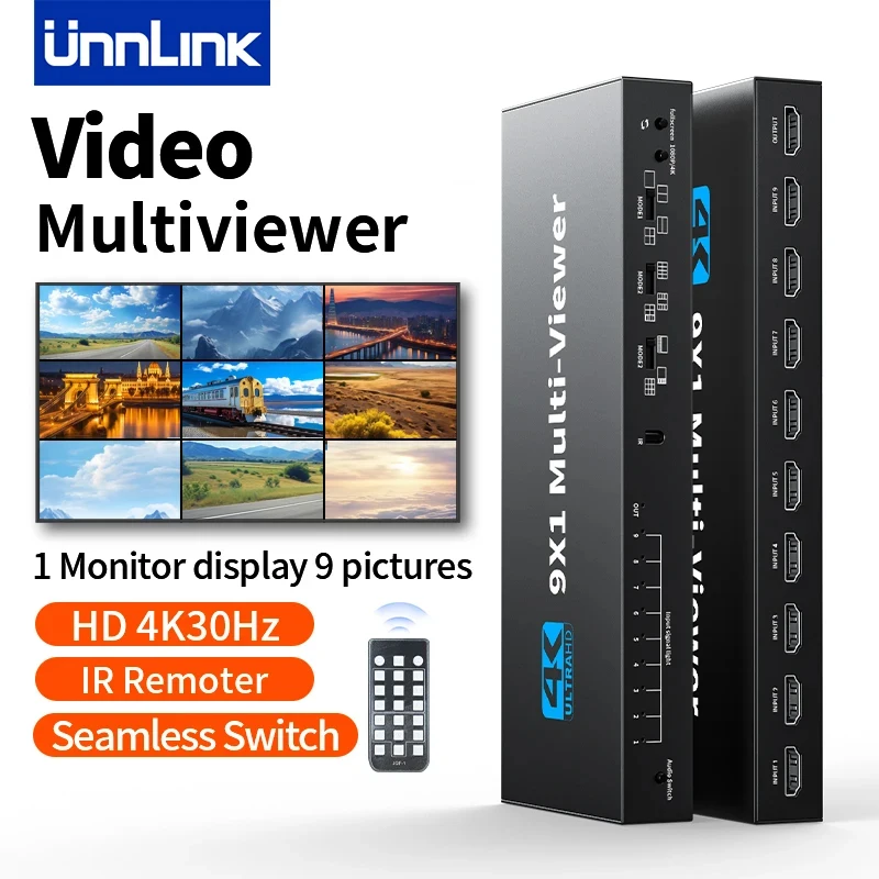 Unnlink-4K-HDMI-Quad-Multiviewer-9x1-4x1-Seamless-Switch-9-4-In-1-out ...