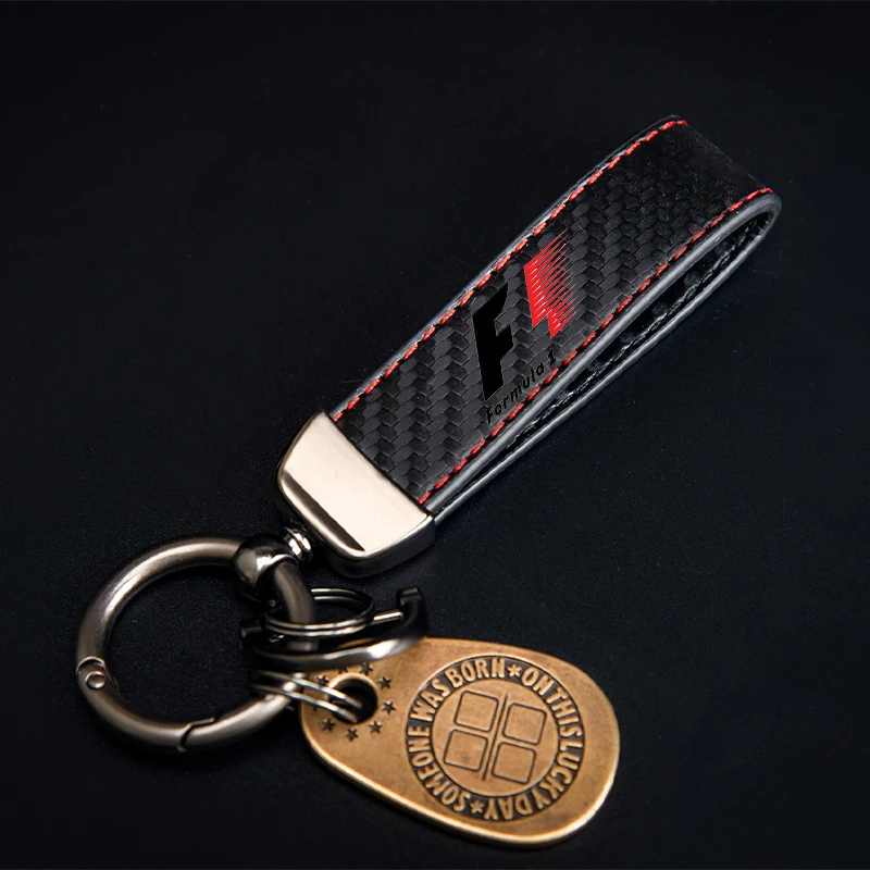Carbon-Fiber-Leather-Car-Keychain-Holder-Keyring-High-Grade-For-F1 ...