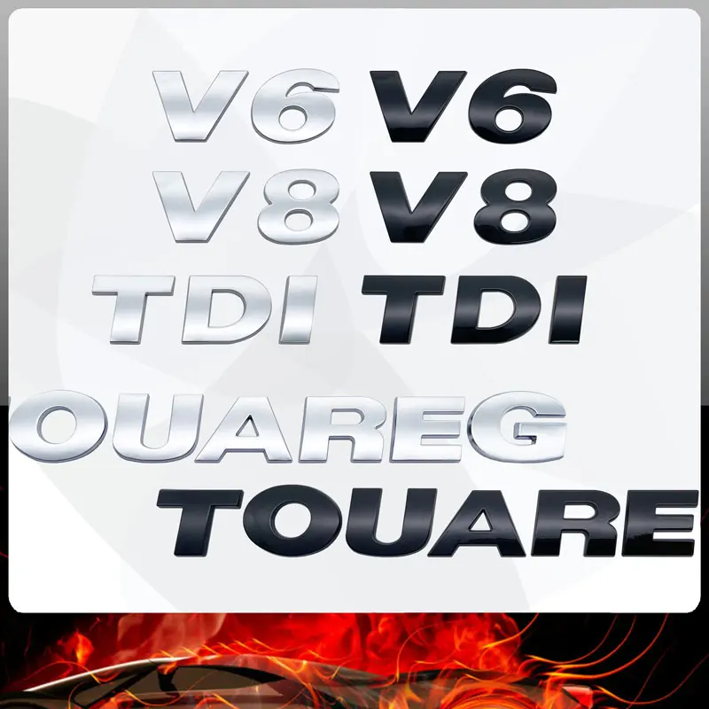 Car-Styling-ABS-Chrome-Silver-Black-Sticker-V6-V8-Displacement-Badge ...