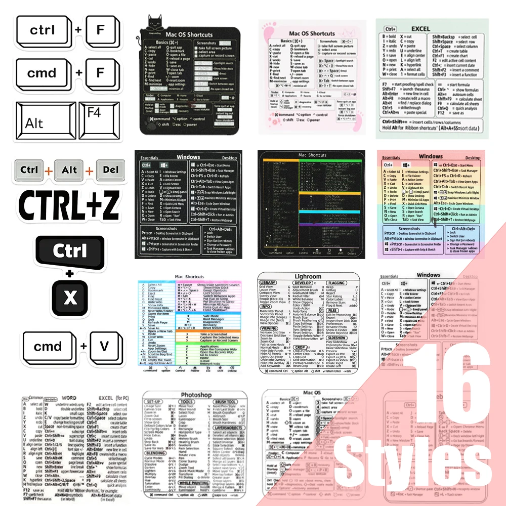New-Computer-Keyboard-Shortcut-Reference-Sticker-Adhesive-for-PC-Laptop ...