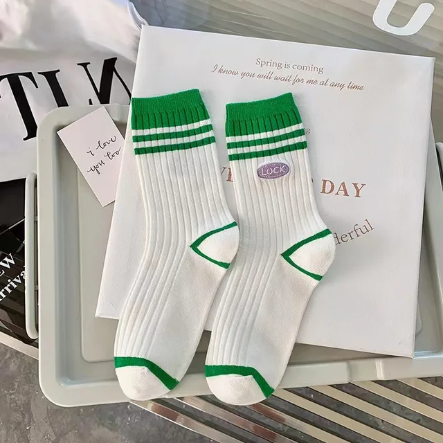 Calcetines largos de algodón para mujer, medias de tubo medio ...