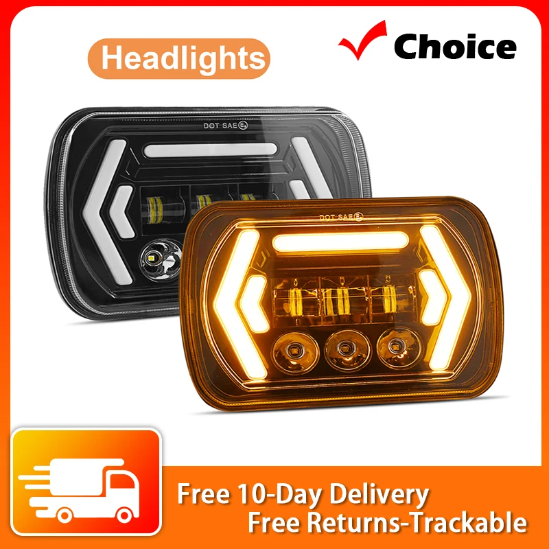 2-Pack-7inch-Car-LED-Headlights-5x7-7x6-inch-Headlamp-Focus-Auxiliary ...
