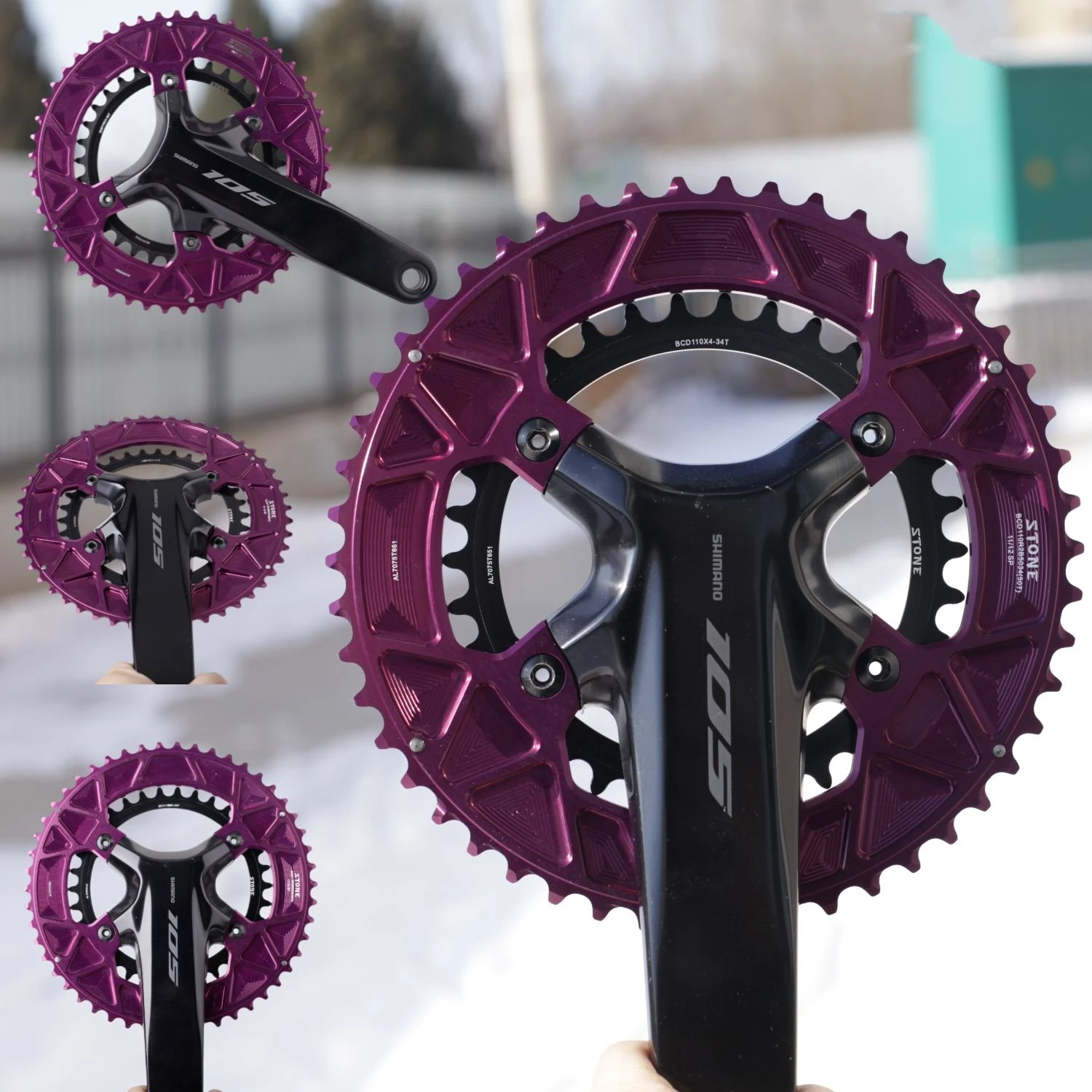 Stone 110bcd Round Double Chainring for Shimano 105 R7100 UT R8100 DA ...