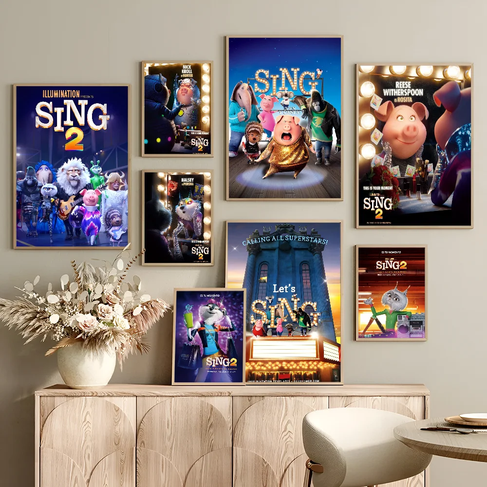 P-ster-de-papel-blanco-de-Anime-de-pel-cula-Sing-pegatina-de-papel ...