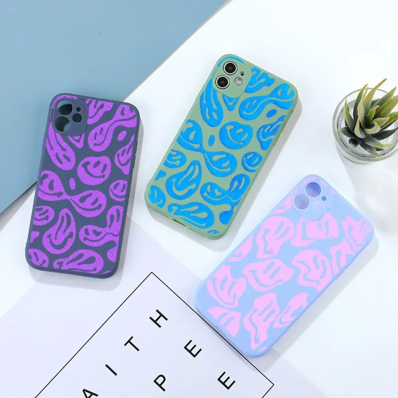 Cartoon Smiley Phone Case For Iphone 14 11 12 13 Pro Max X Xr Xsmax 6 ...