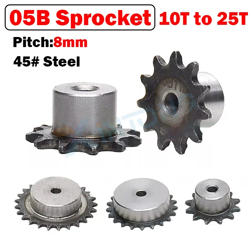 1PCS 05B 10 Teeth to 25 Teeth 45#Steel Chain Drive Sprocket With Step ...