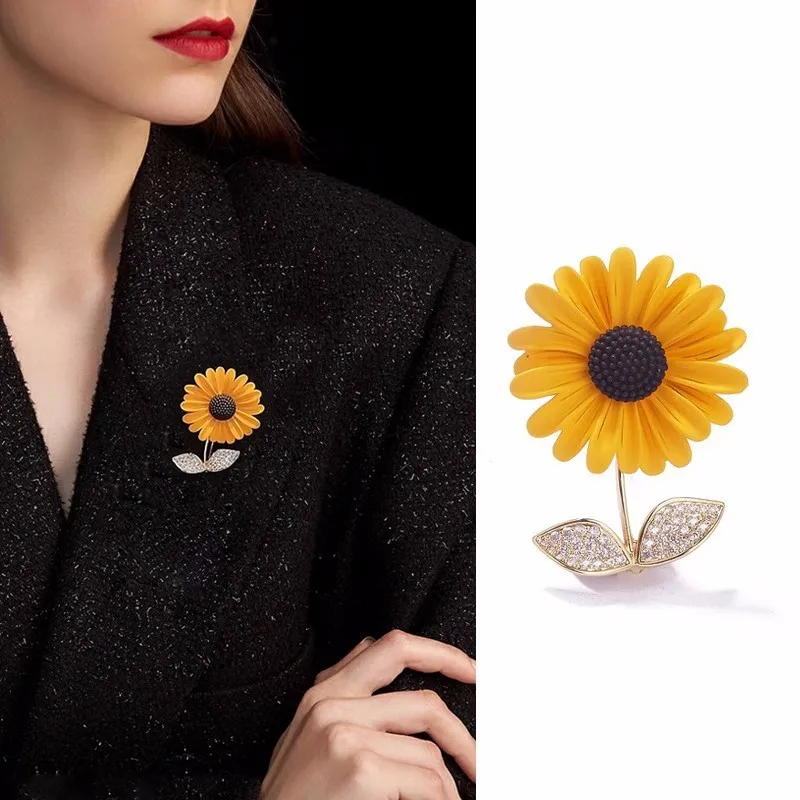 Cute-Sunflower-Sweater-Brooches-High-Grade-Flower-Coat-Pin-Accessories ...