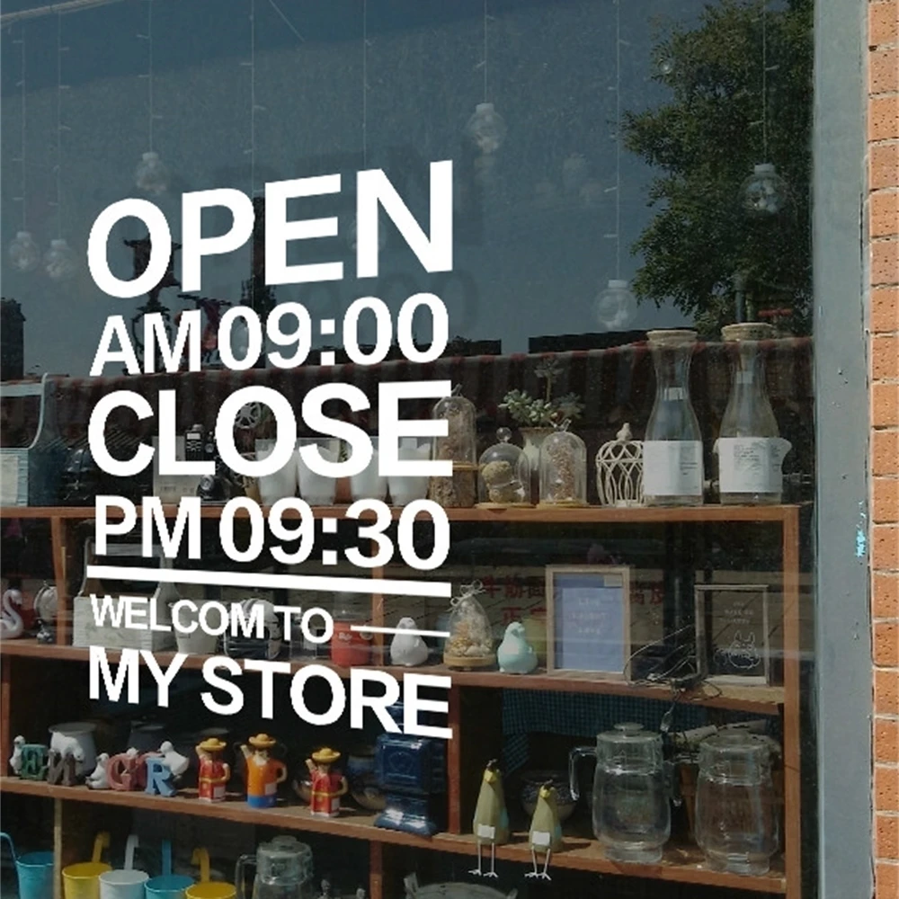 Open-Close-Time-Business-Hours-Glass-Door-Stickers-Welcome-Sign-Poster ...