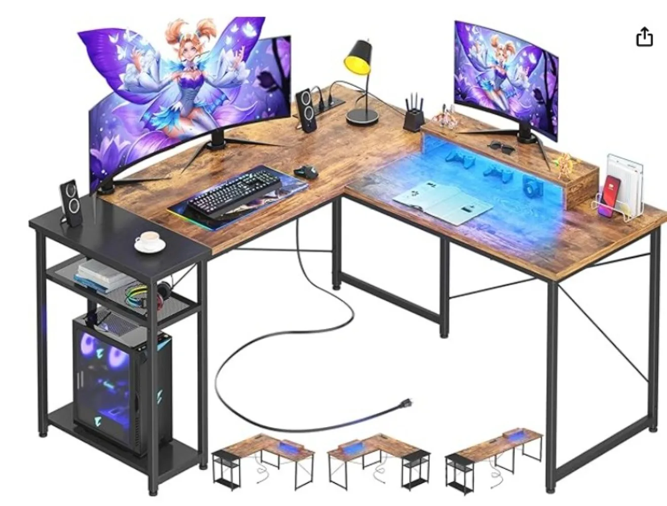 Cyclysio-L-Shaped-Desk-with-Power-Outlets-and-USB-Ports-Reversible-L ...