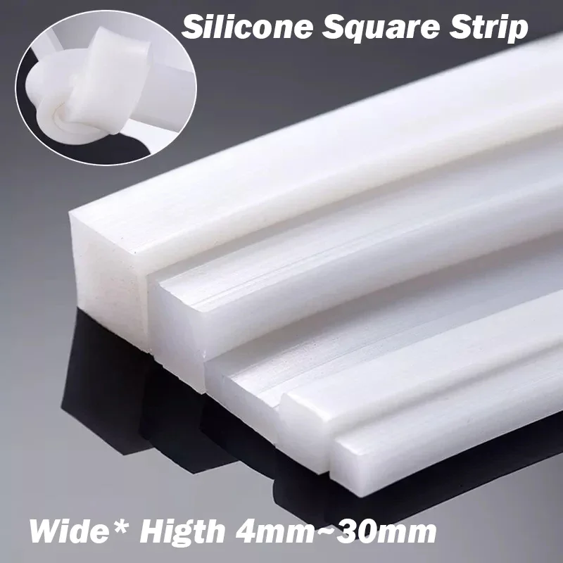 1Meter-Silicone-Rubber-Solid-Sealing-Strip-Square-Bar-Flat-Waterproof ...