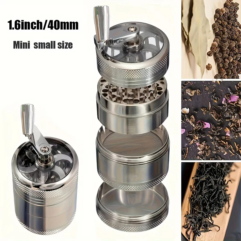 1.6Inch 40mm Hand Crank Tobacco Grinder Spice Mills Smoke Grass Crusher ...