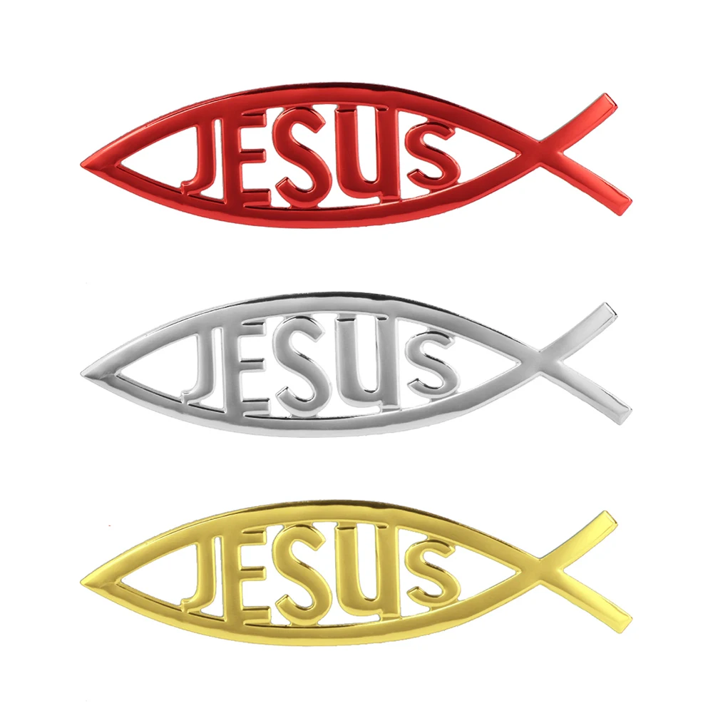1 Pc New 3d Christian Jesus Fish Symbol Logo Car Emblem Badge Sticker ...