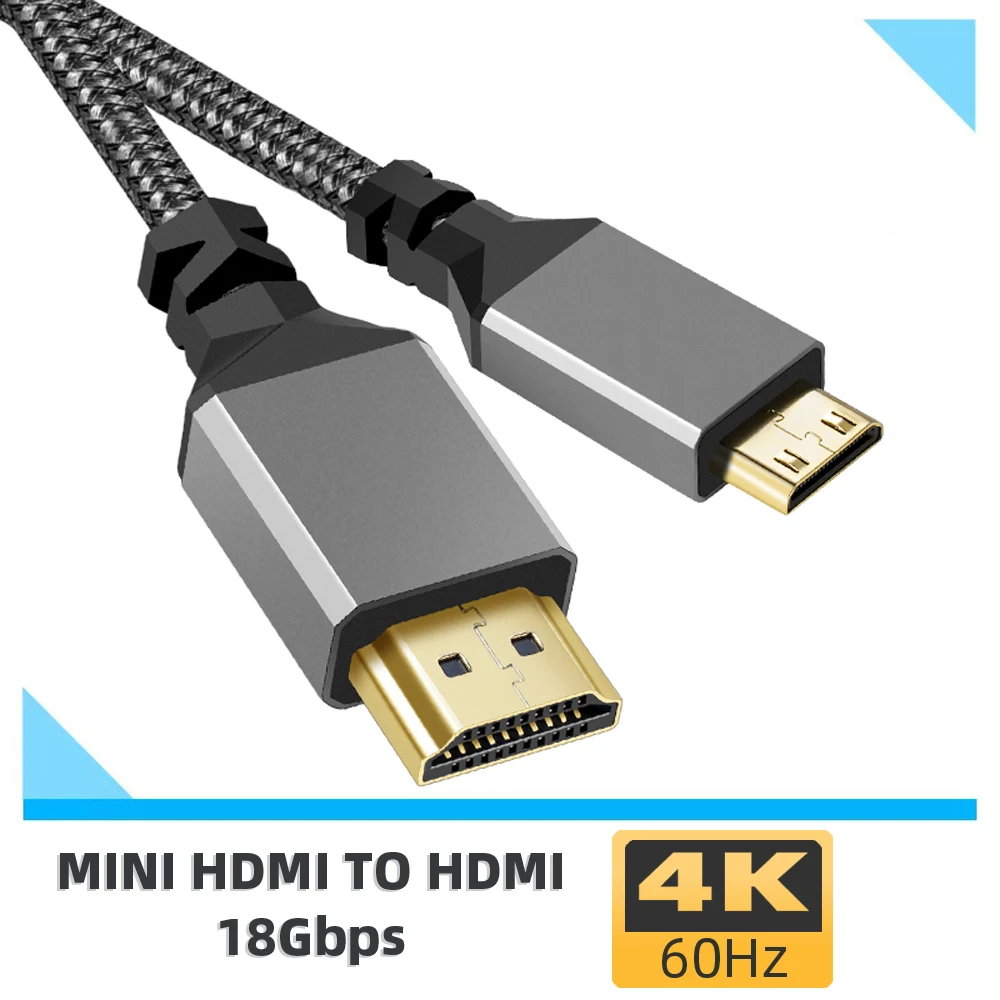 Mini HDMI de alta velocidad a HDMI 2,0, Cable 4K 60HZ 1080P 3D para ...