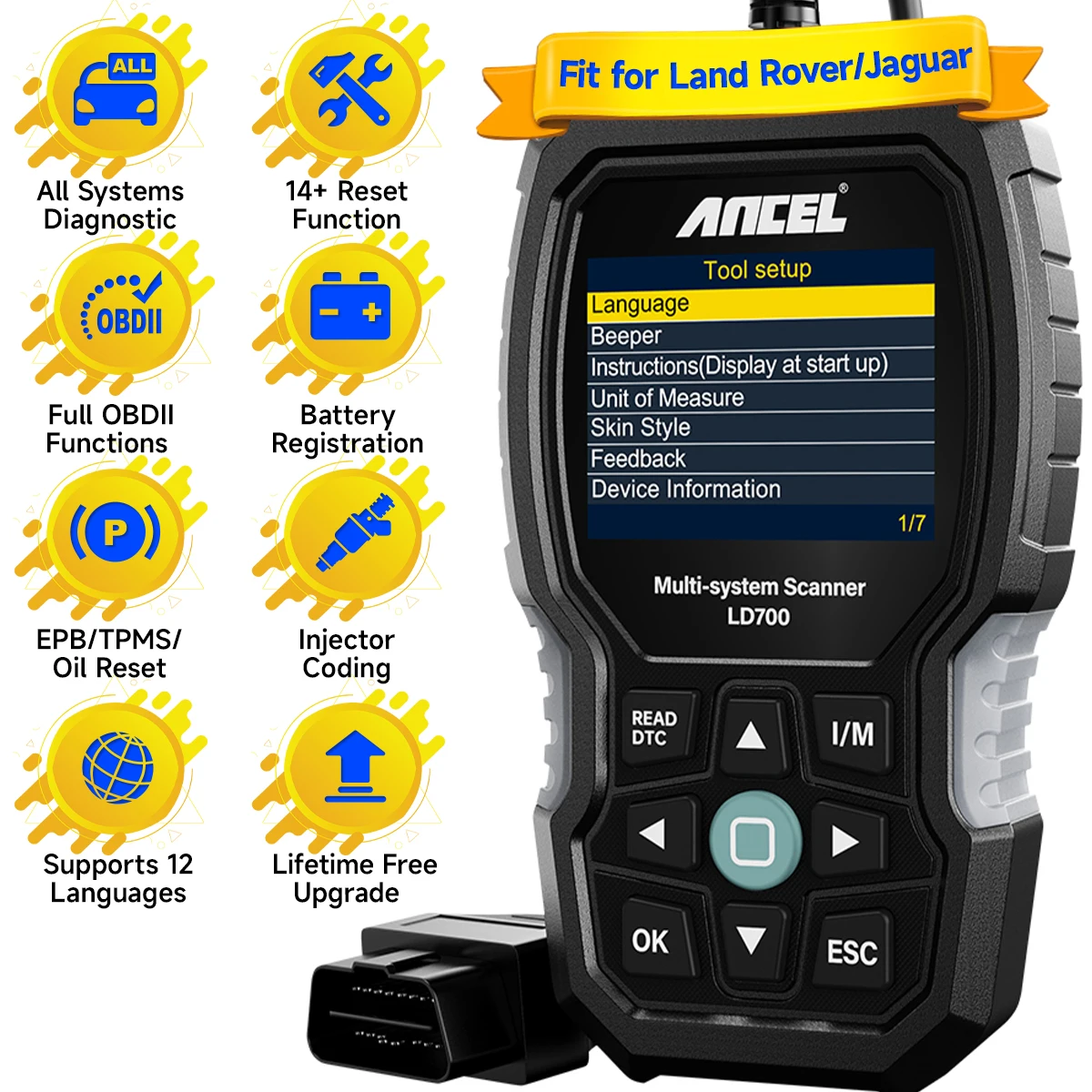 ANCEL LD700 For Land Rover Jaguar Car All System Diagnosis Tool OBD2 ...
