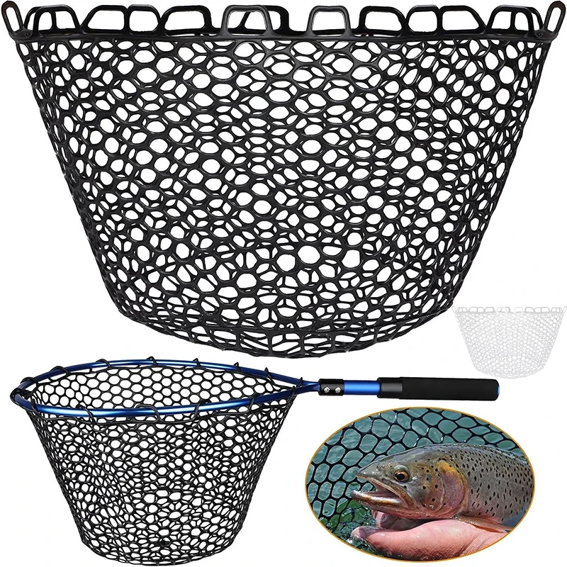 Rubber-Fishing-Net-Replacement-Netting-Without-Handle-Clear-Black ...