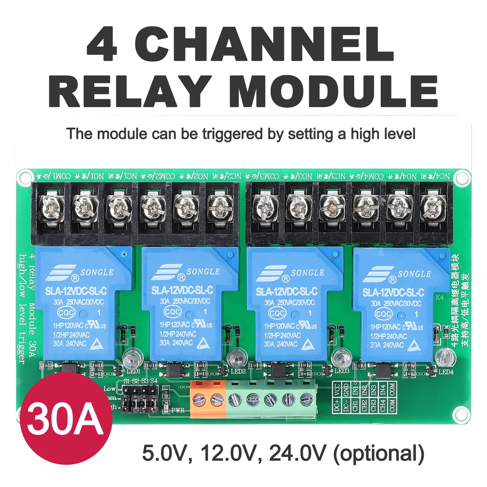 4-Channel-Relay-Module-30A-Load-Current-with-Optocoupler-Isolation ...