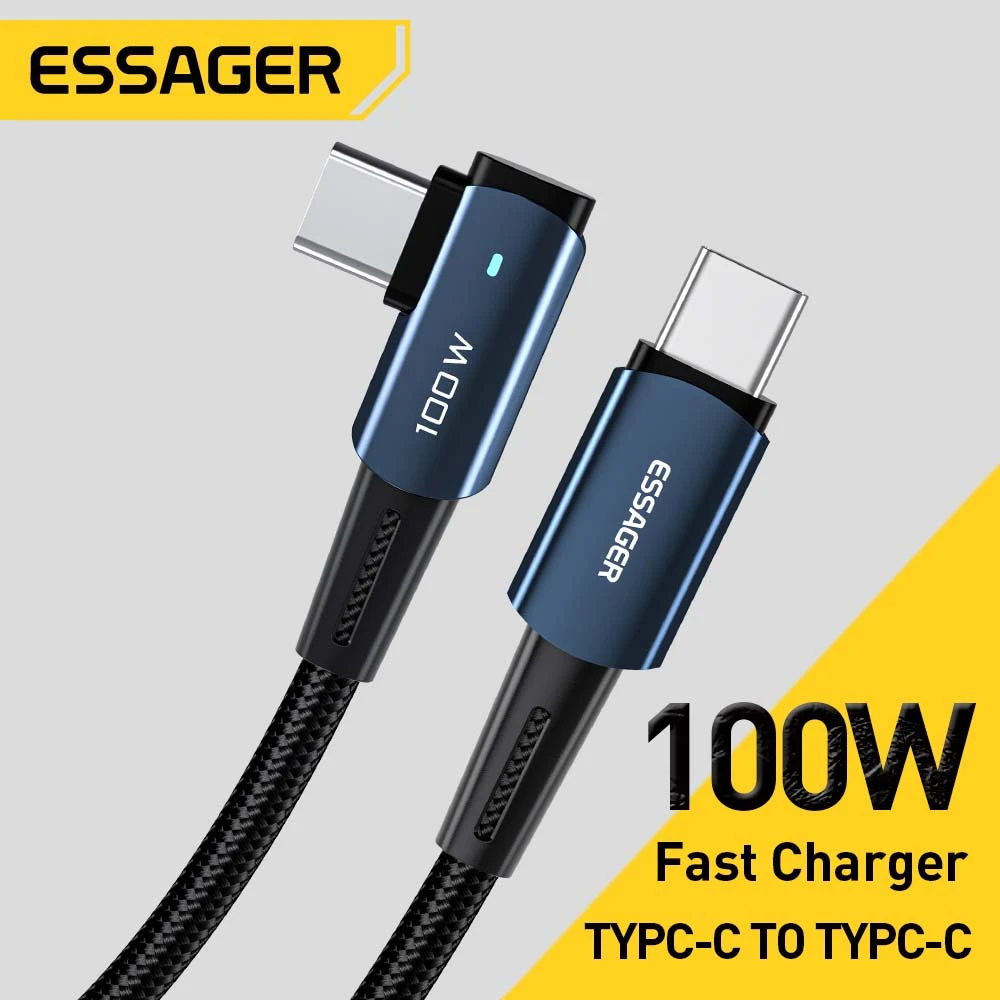 Essager Usb C To Type C Cable Pd100w 60w Fast Charger 90 Degree Angle Charging Cord Wire For ...
