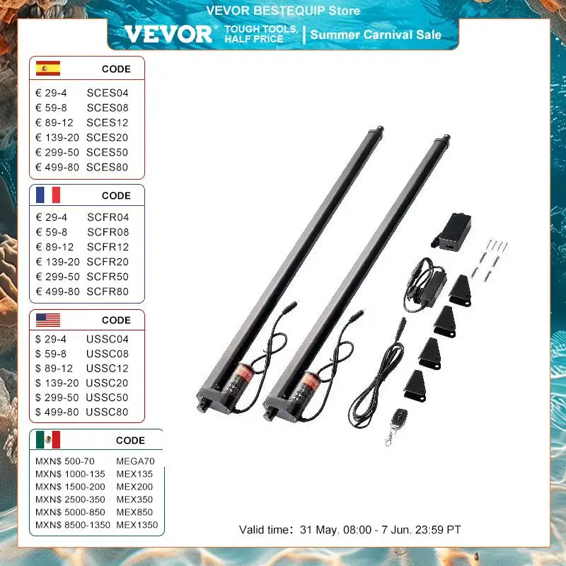 VEVOR-2PCS-12V-Linear-Actuator-1000N-30inch-Electric-Linear-Motor ...
