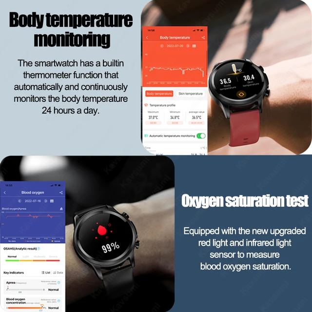 New Blood Glucose Smart Watch Men ECG Blood Pressure Body Temperature ...