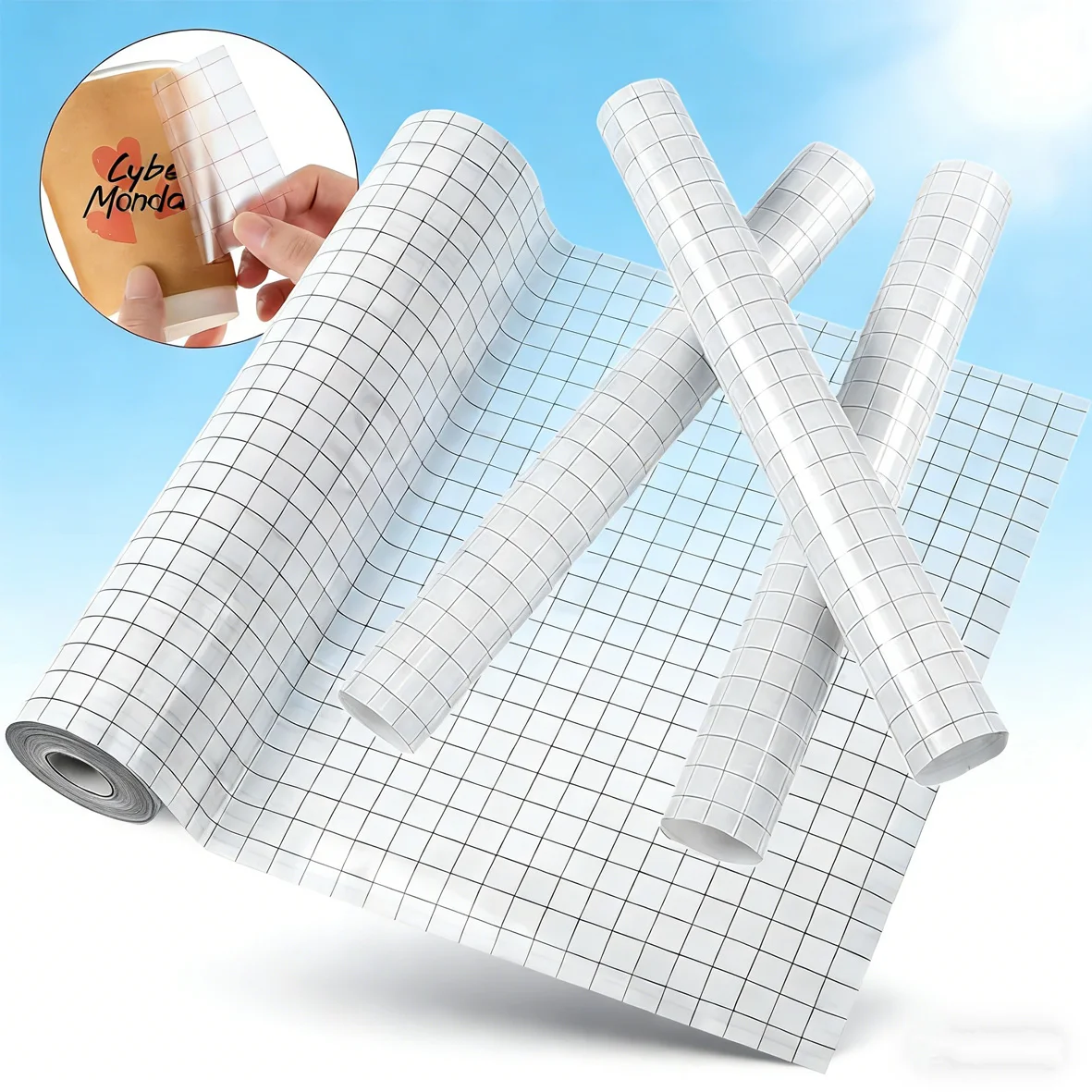 Transparent vinyl transfer paper tape roll tape alignment grid ...