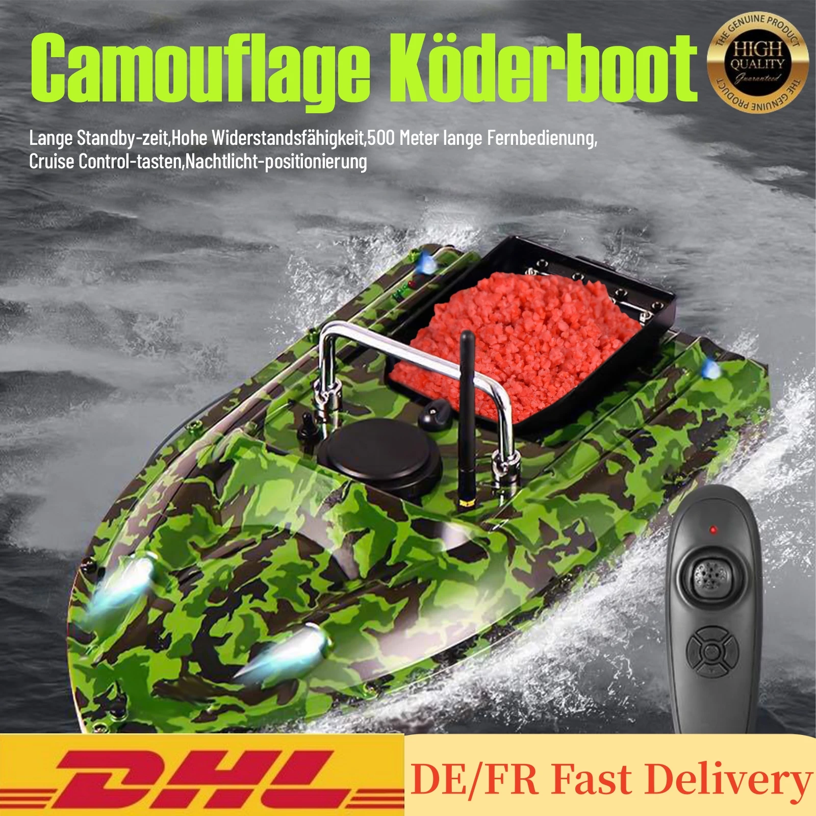 500m RC Fishing Bait Lining Boat 2 X Motors Fish 500M Wireless Single ...