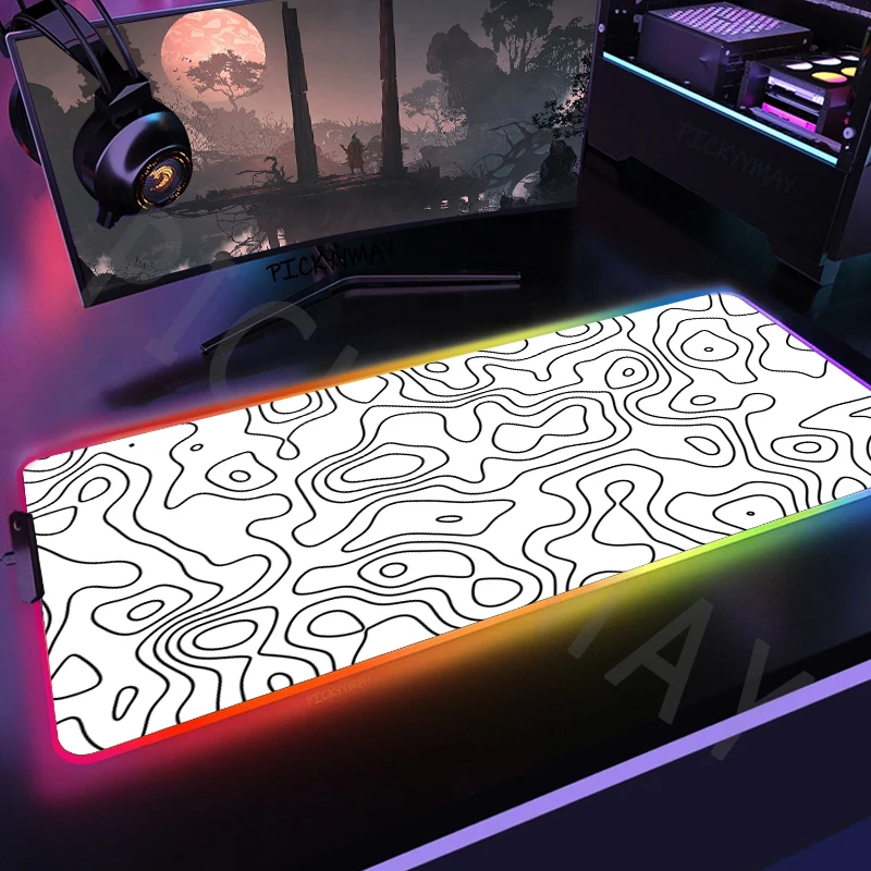 Abstract Art RGB Gaming Mousepad White Big LED Gamer Mousepads PC Desk ...