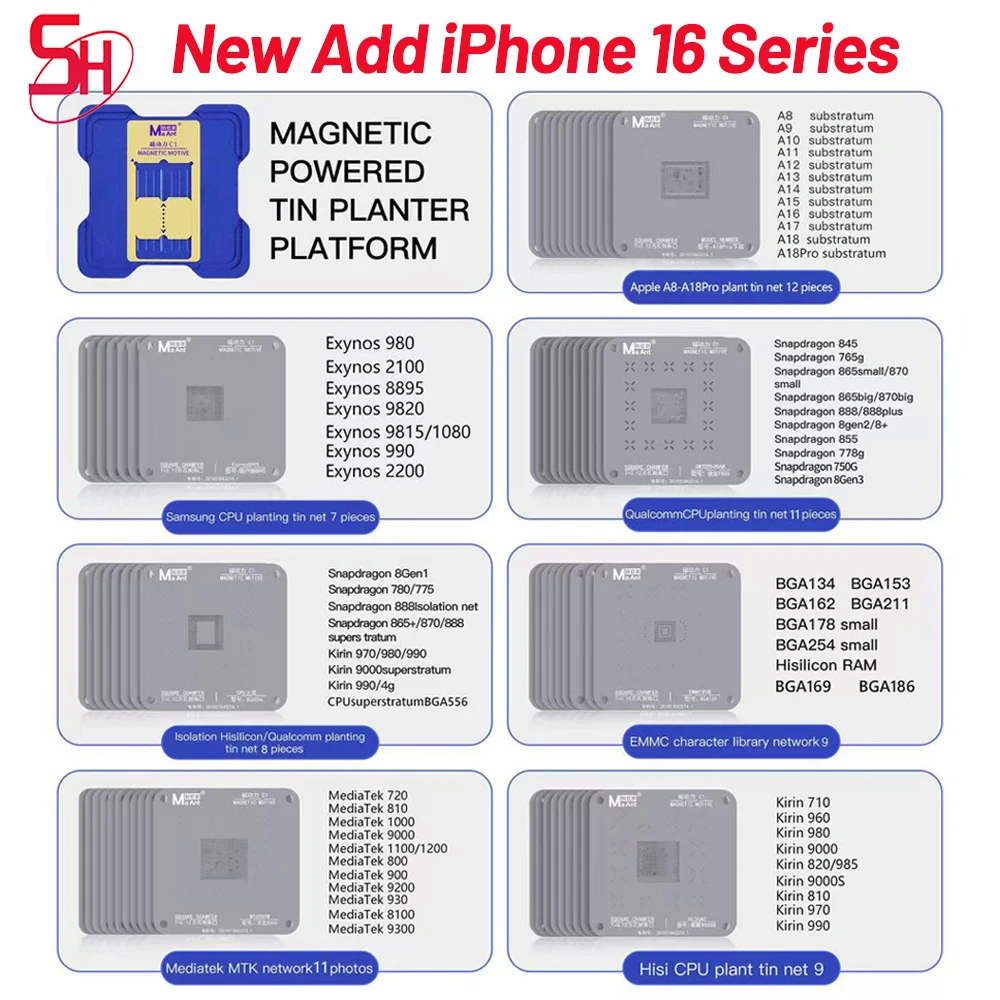 MaAnt-BGA-Reballing-Stencil-Kit-Platform-Magnetic-IPhone-A8-A18-MTK ...