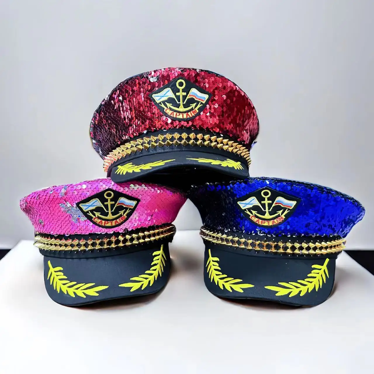 HongLuan-Three-Sequin-Sailors-Naval-Military-Cap-Different-Colors ...