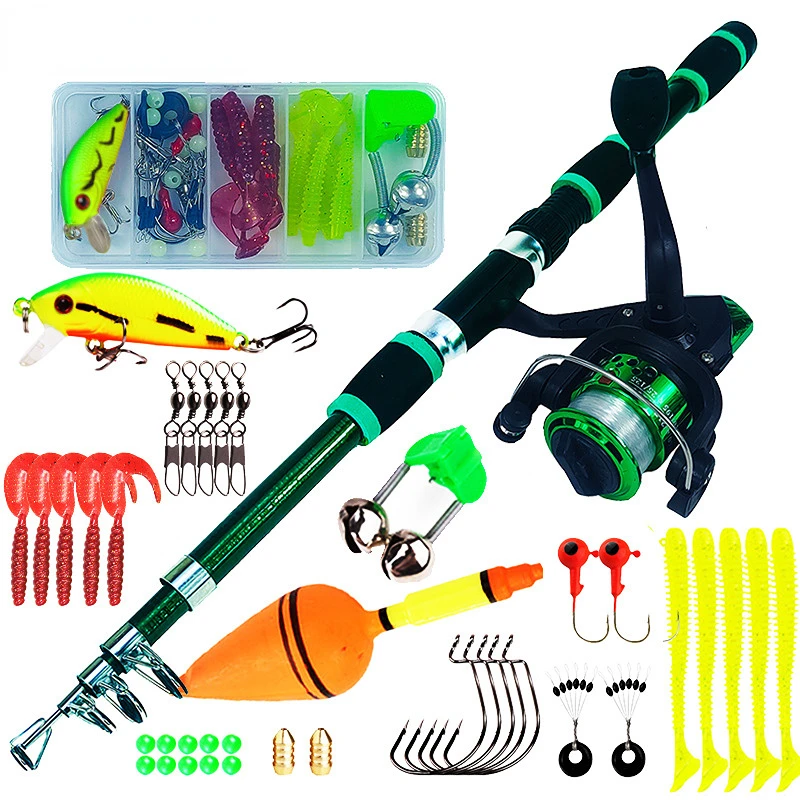 Spinning Fishing Rod and Reel Combo1.8M Telescopic Rod with 5.2:1 3BB ...