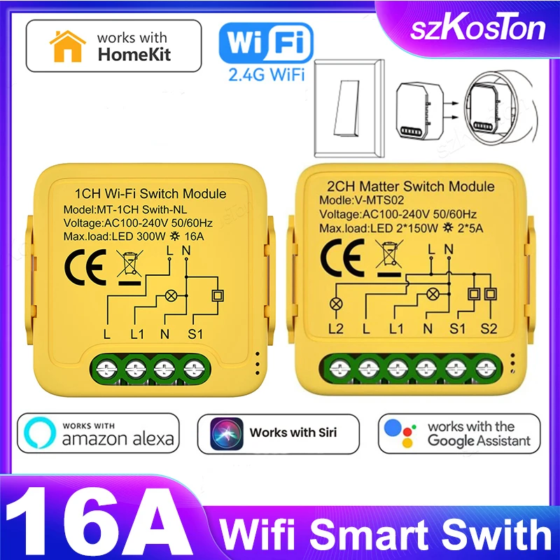 For-Homekit-WiFi-Smart-Switch-16A-Smart-Home-Automation-Relay-Module ...