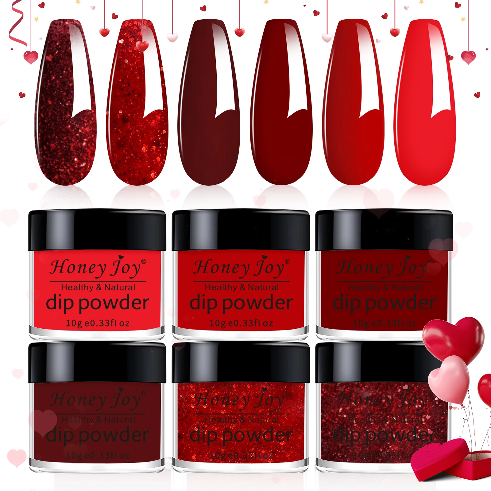 6-box-set-Very-Fine-Valentine-s-Day-Colors-Red-Glitter-Dip-Powder-Nail ...