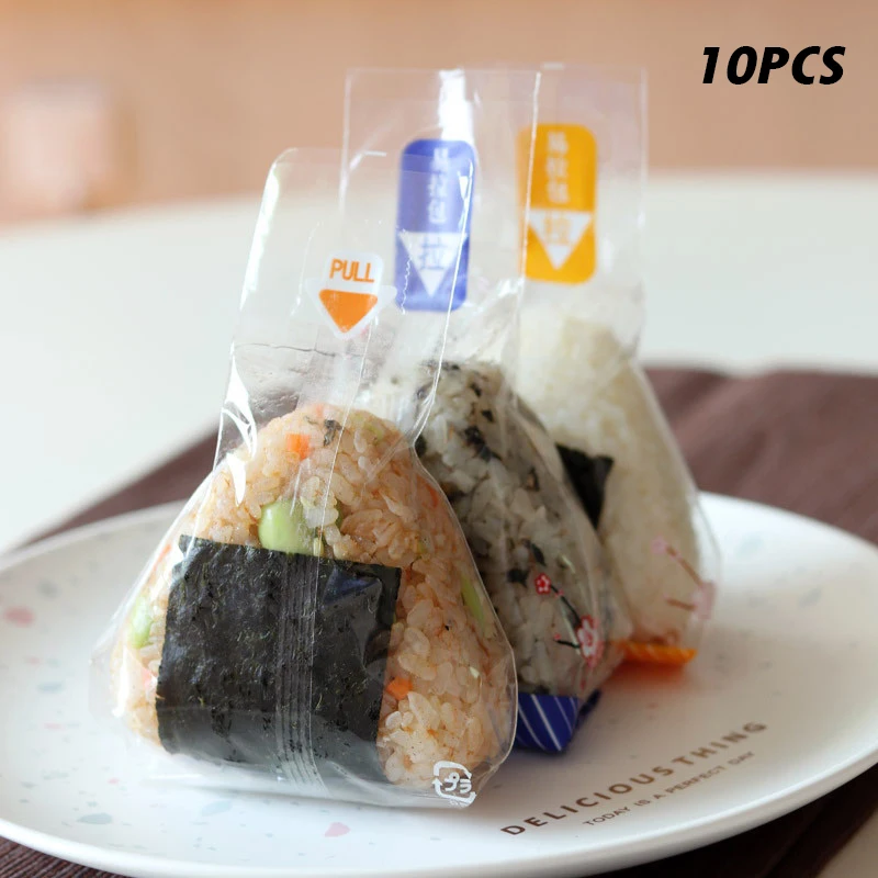100PCS Triangle Onigiri Wrappers Plastic Rice Balls Packing Bags Anti ...