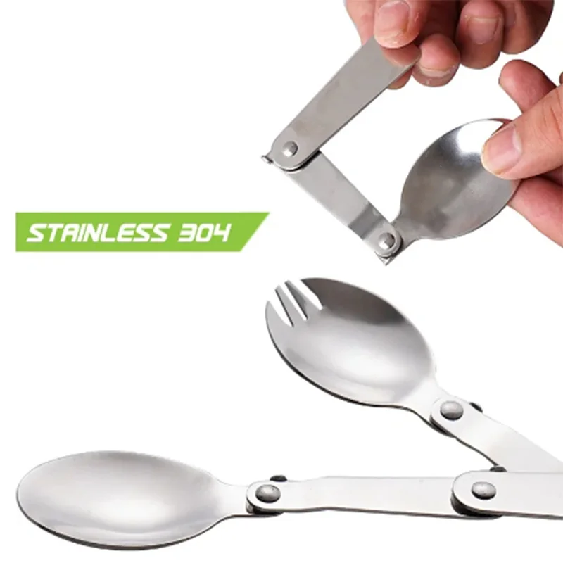 Outdoor-Camping-Cutlery-304-Stainless-Steel-Folding-Spoon-Fork-Travel ...