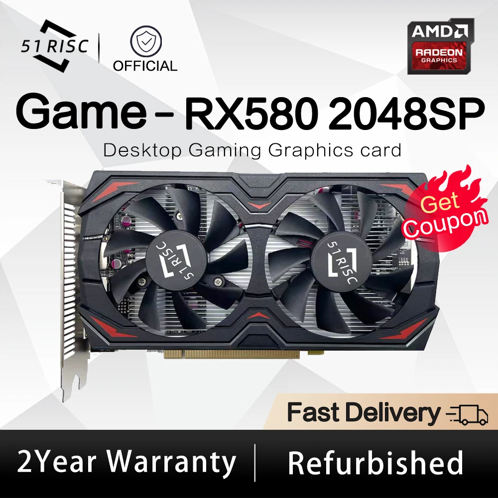 SHELI-51RISC-Graphics-Card-AMD-RX580-8GB-Gaming-GDDR5-256Bit-PCI ...