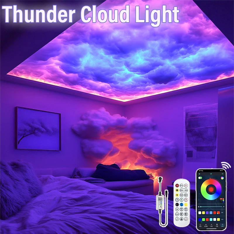 3D Thunder Cloud Lights LED for Ceiling Cloud Multicolor Lights ...