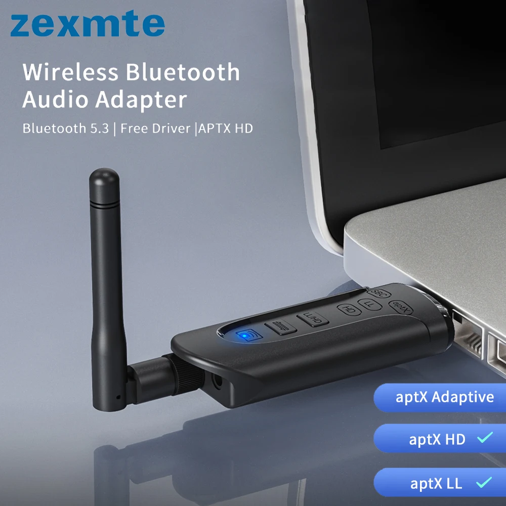 Zexmte-adaptador-de-Audio-con-Bluetooth-5-3-transmisor-USB-Plug-and ...