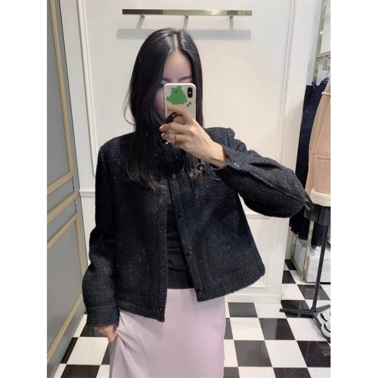 Short-Drawstring-Jacket-for-Women-Embedded-Coat-Bright-Silk-Hidden ...