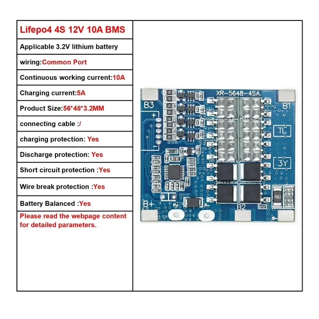 4S 12V Lifepo4 BMS 10A 20A 30A With Balance Function For 32650 32700 Lithium Iron Phosphate ...