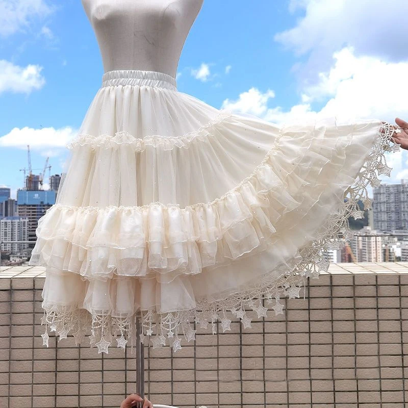 Jupon-Lolita-Gonflable-de-Style-Floral-pour-Femme-Crinoline-brev-Blanc ...