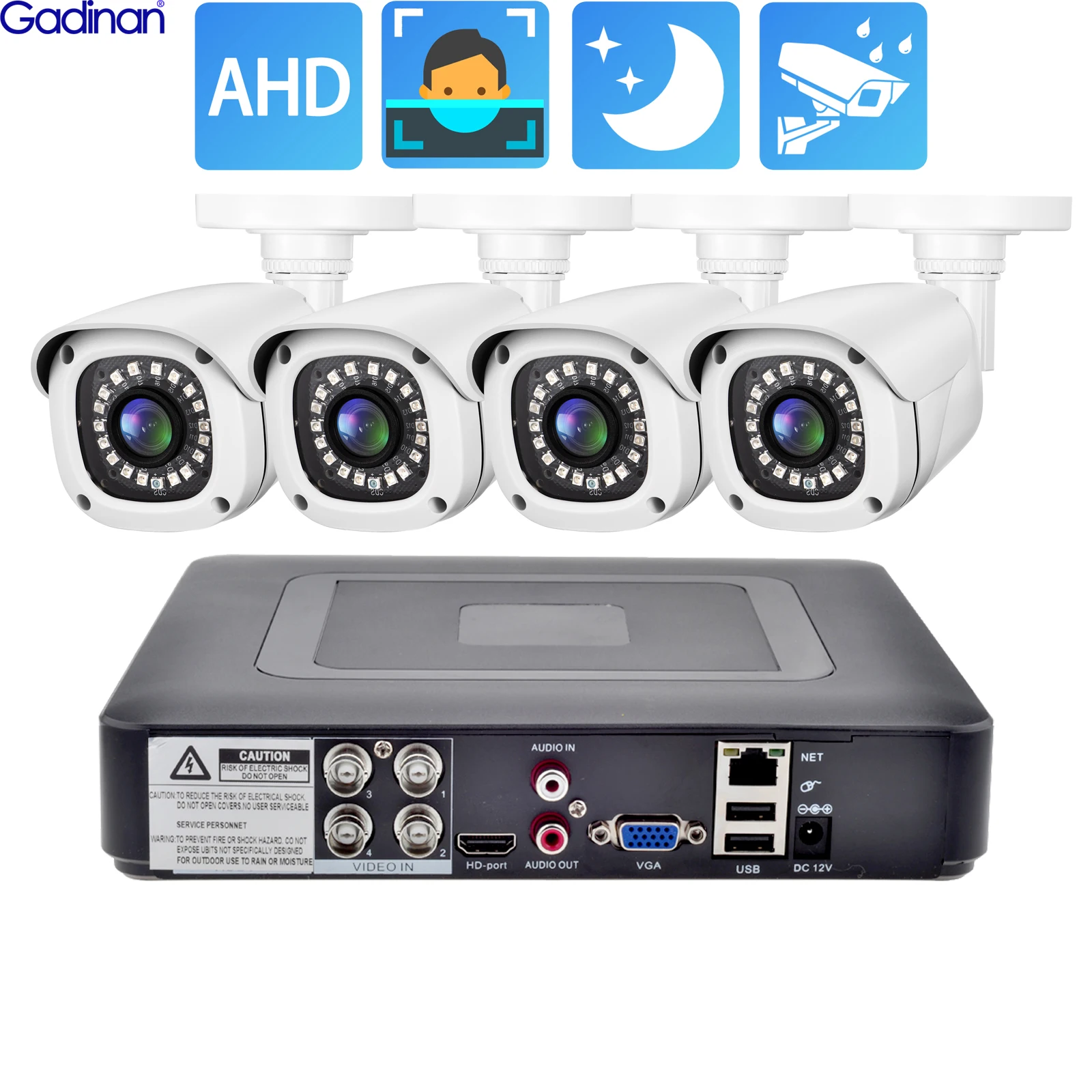 Gadinan AHD Camera Face Detection Kit 5MP 2MP 1080P Video Recorder ...