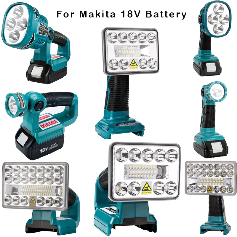 With USB Work Light Outdoors Spotlight Light for Makita DML812 BL1430 ...