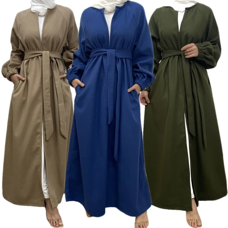 Autumn-Winter-Simple-Muslim-Women-Long-Coat-Islamic-Warm-Robe-Cardigan ...