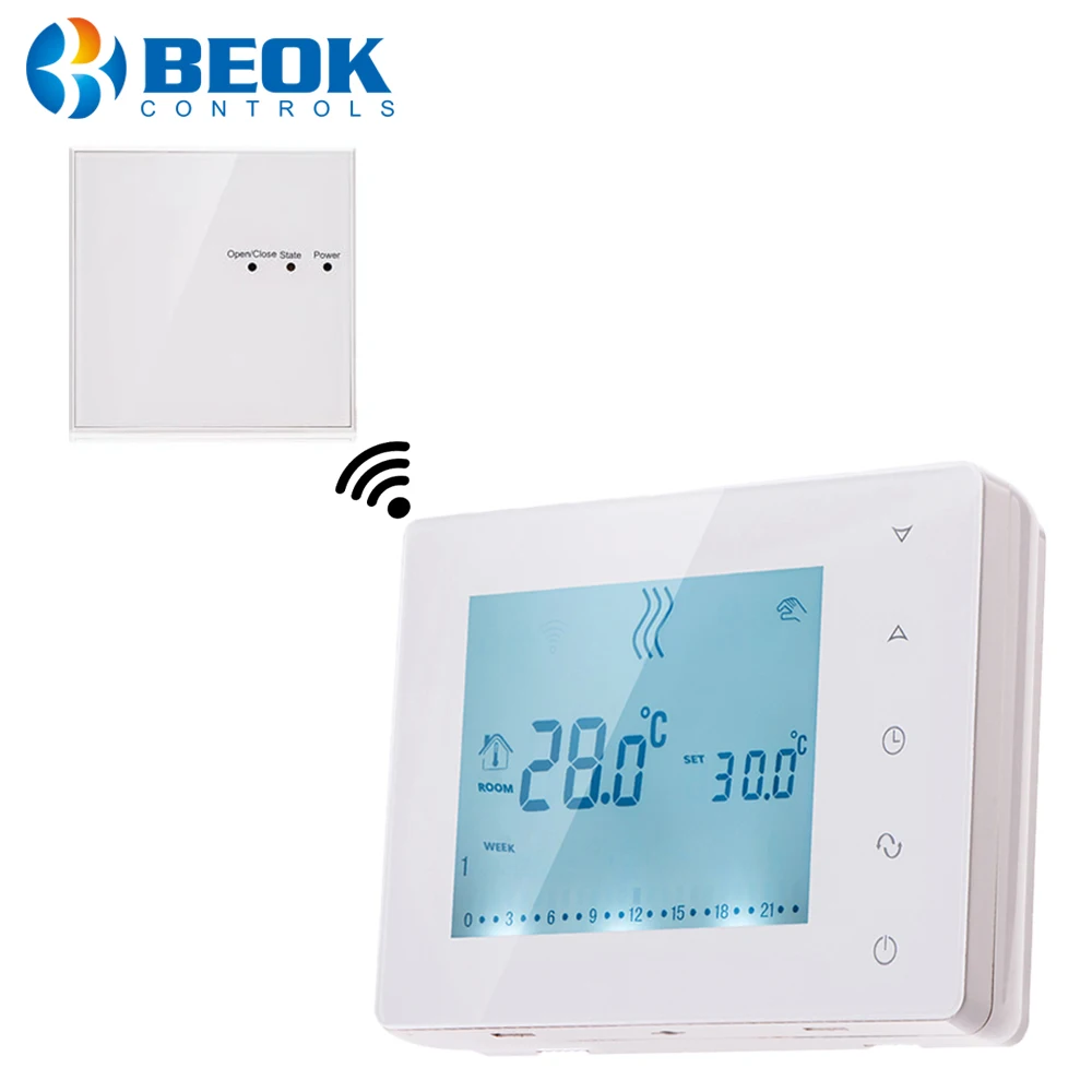 Beok Wireless Programmable Gas Boiler Thermostat for Room Heating ...