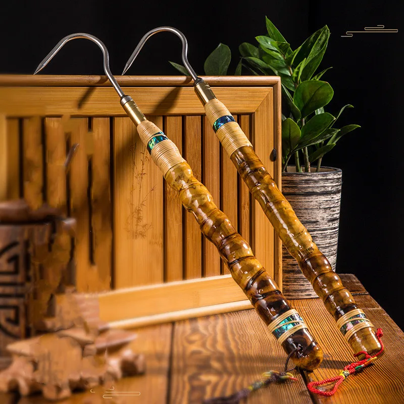 39CM Bamboo Handle Stainless steel Ice Fishing Spear Hook Tackle ...
