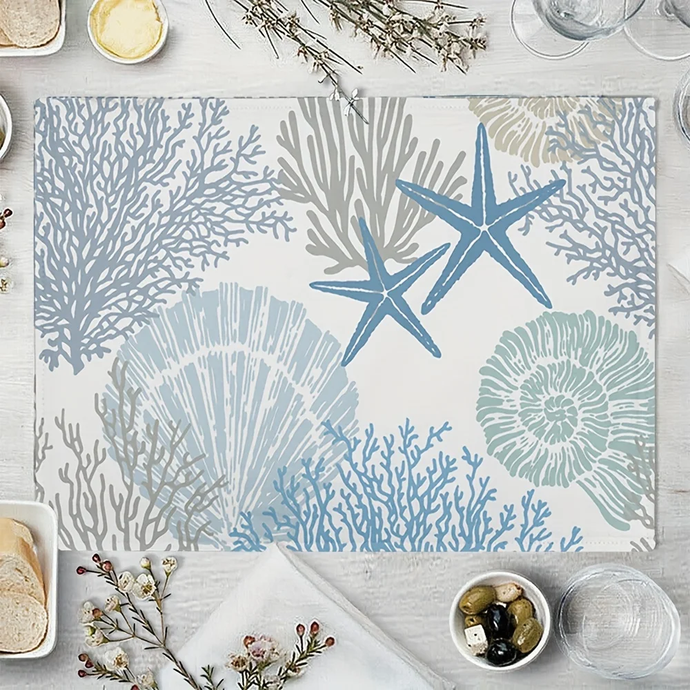 2-Pcs-Nautical-Placemats-Starfish-Beach-Theme-Ocean-Shells-Heat ...