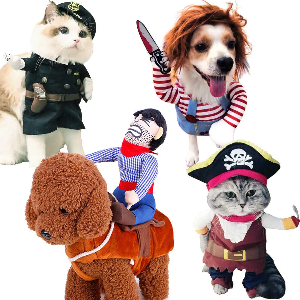 Dog Fancy Dress Horseback Riding Cosplay Costume Funny New Year's Dog ...