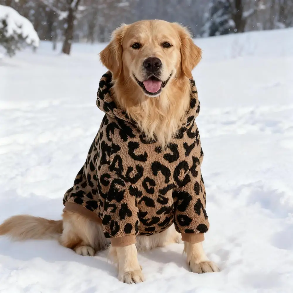 Anutumn Winter Pet Dog Warm Clothes Fleece Leopard Print Dog Coat For ...