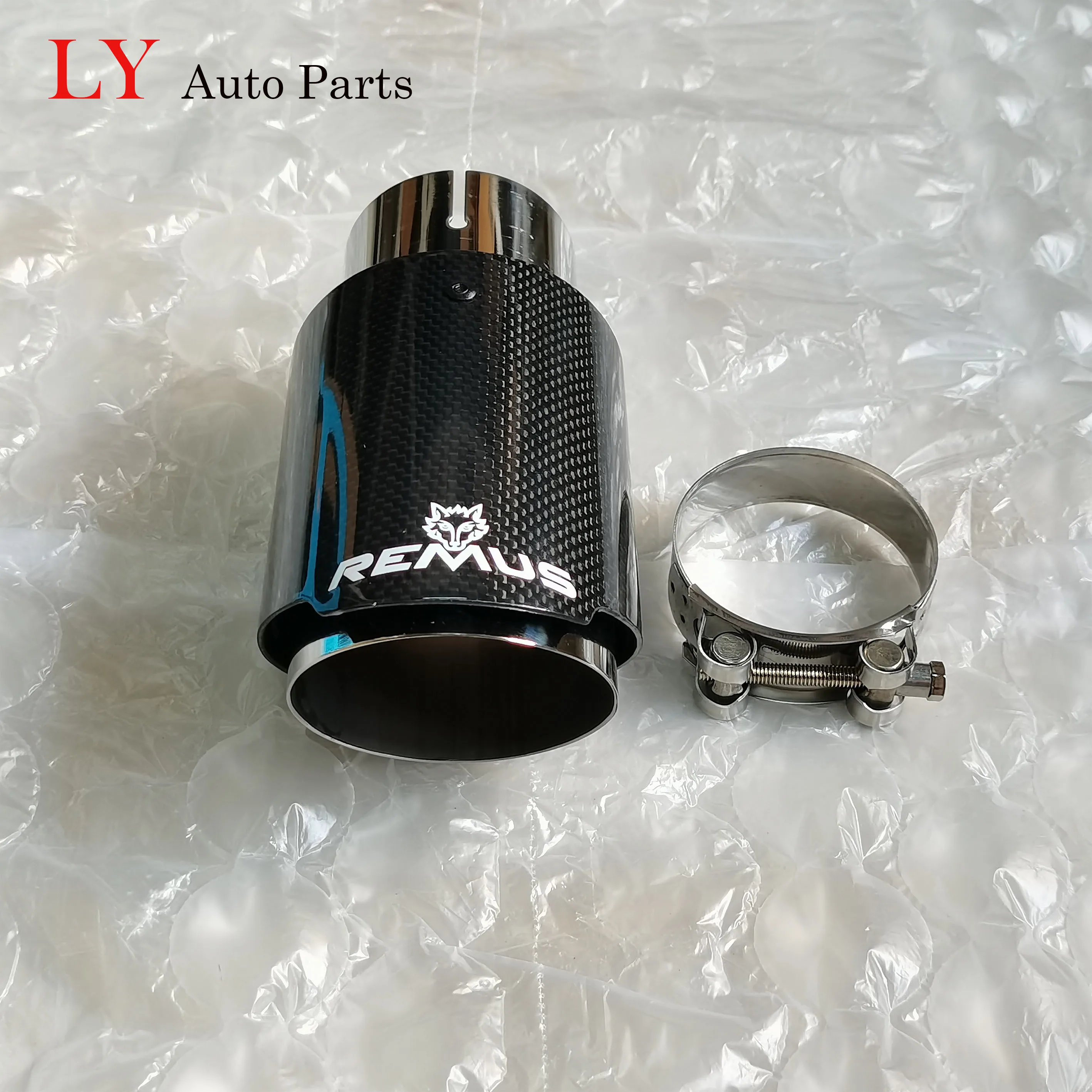 Higher Quality 1Piece Remus Single Car Exhaust Tips Silver Pipe Glossy ...