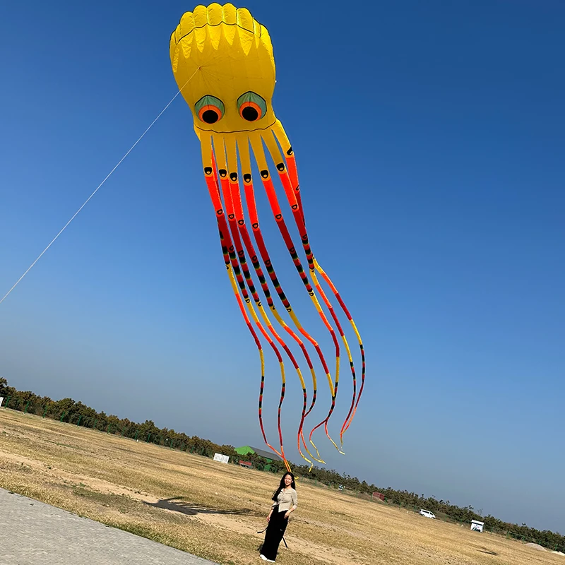 3D-15m-Soft-Octopus-Kite-Large-Animal-Kites-8-Tubes-Colorful-Tail-Beach ...