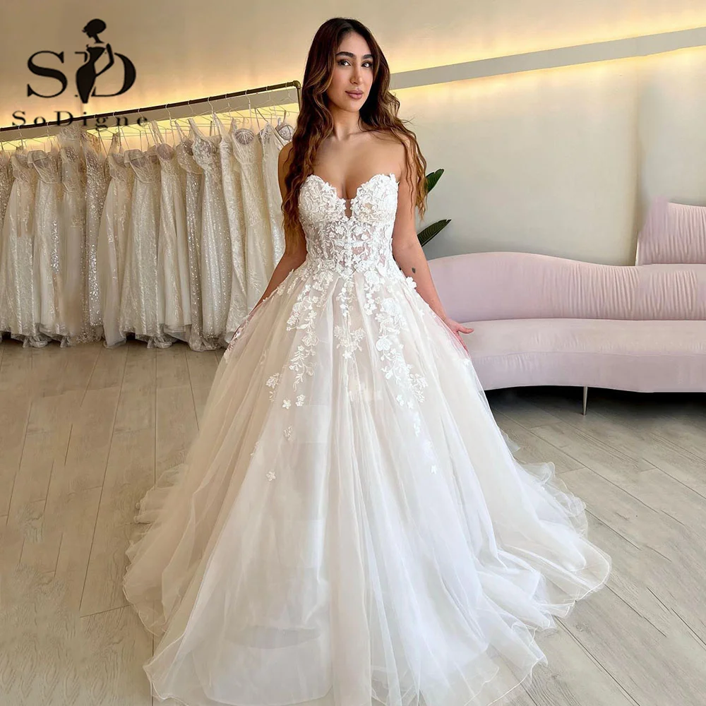 SoDigne-Sexy-Princess-Wedding-Dress-Sweethearts-Strapless-Flowers ...